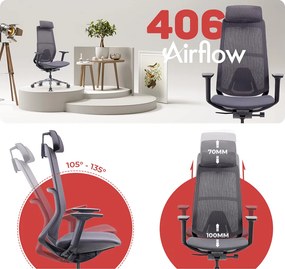 Ergonomická síťovaná kancelářská židle MOSH Airflow 406 – béžová