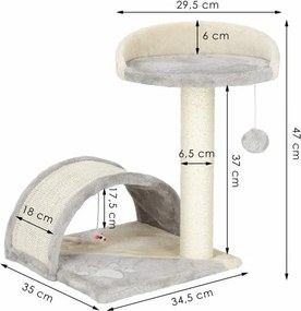 Škrabadlo pro kočky - Věž s tunelem 2 patra 47 cm SPRINGOS PA1034