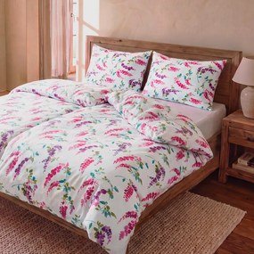 SCANquilt povlečení SATÉN PLUS vistárie bílopestrá 140 x 200/70 x 90 cm