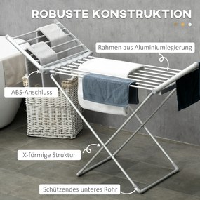 HOMCOM Sušák na prádlo s tepelnou funkcí, 45-55 ℃, skládací, 144L x 53B x 96V cm