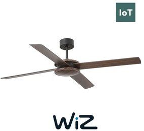 FARO POLEA 33724WP 52“ černá/hnědá/černá Reverzní stropní ventilátor WiZ