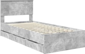 Rám postele s čelo Betonově šedá 90 x 200 cm Inženýrské dřevo 3410745