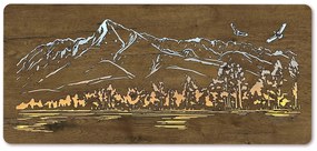 Li-Go "Hory s ptáky" světelný obraz s baterií 110x50cm varianta: ovládání na obraze bez dálkového ovladače, provedení: dub světlý