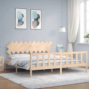 Rám postele s čelem 200 x 200 cm masivní dřevo,  3193486