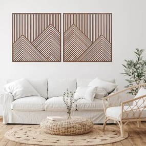 dřevěná nástěnná dekorace – geometrické horské linie (2 ks) | SENTOP HDF0481