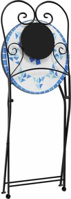 Mozaikový bistro set modrý a bílý železo a keramika 3216353