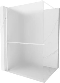 Mexen Kioto+, sprchová zástěna Walk-In s poličkou a věšákem 100 x 200 cm, 8mm sklo námraza, bílý profil, 800-100-121-20-30