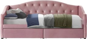 Postel s úložným prostorem, 90x200, růžová Velvet látka, ZASKA Kondela 0000410675