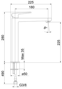 Sapho Sapho, TURSI stojánková umyvadlová baterie vysoká bez výpusti, prodloužená hubice černá mat, TI007B