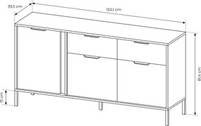 LARS a | komoda 153 3D2S | 153,1 cm | antracit