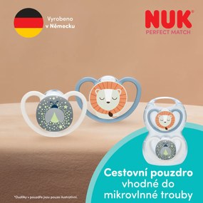 NUK Dudlík Perfect Match Air Night 0-6 m 2 ks v boxu  Firefly/lion