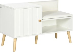 HOMCOM Botník S Lavicí A Poličkou Pro 4 Páře Bot S Polstrovaným Sedákem, 80x33x49 cm, Bílá