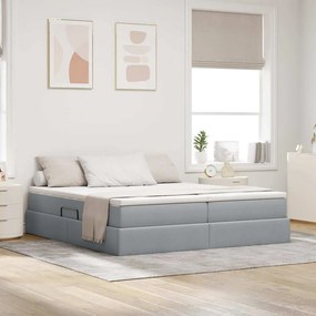 Postel s úložným prostorem a matrací Světle šedá 200 x 200 cm 3370355