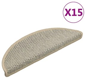 Samolepicí nášlapy na schody sisal 15ks 56x17x3cm světle zelené 326863