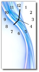 Nástěnné hodiny vertikální Modrá čára výtvarné křivky
