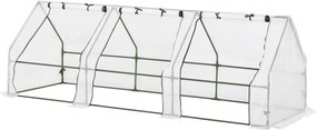 Outsunny Zahradní Skleník 270x90x90 cm s 3 Okny, Ocelová Rámová Zahrada pro Pěstování Rostlin, Květin a Rajčat | Aosom