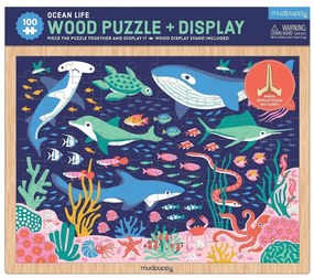 Mudpuppy Dřevěné puzzle Život v oceánu + stojan 100 dílků