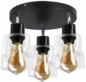 BERGE LED stropní svítidlo 3xE27 rolované čtvercové průhledné