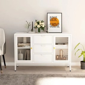 Příborník bílý 105 x 35 x 70 cm ocel a tvrzené sklo 336077