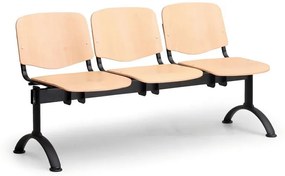 Dřevěné lavice ISO II, 3-sedák, černé nohy