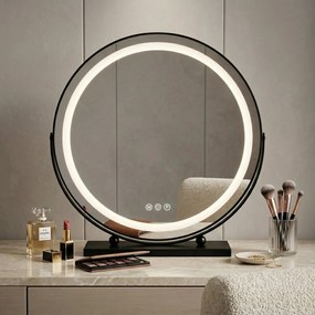 Rea Kosmetické zrcadlo ⌀50 cm s regulovatelným LED osvětlením HOM-12022 černé