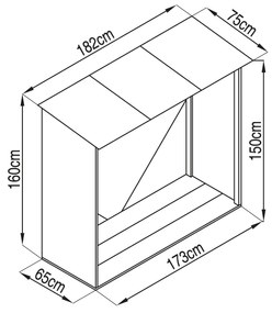 PENTA Přístřešek na dřevo G21 WOH 136 - 182 x 75 cm Barva: Hnědá