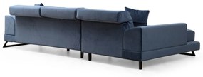 Designová rohová sedačka Heimana 308 cm tmavě modrá - levá
