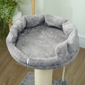 PawHut Škrabadlo, kočičí strom, kočičí postel, 1 kočičí postel, včetně kočičí hračky, 55 cm x 83 cm, šedá
