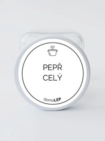 Samolepka na kořenky PEPŘ CELÝ bílá 5 cm základní písmo