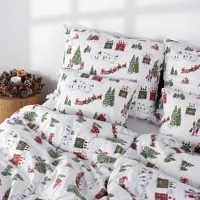 Flanelové povlečení Vánoční vesnička Velikost: atypický 240 x 200 + 2 x 70 x 90