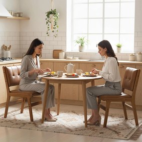 HOMCOM sada 2 jídelních židlí – moderní PU čalounění, polstrované, hnědá