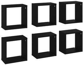 vidaXL Nástěnné police kostky 6 ks černé 26 x 15 x 26 cm