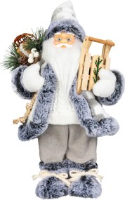 Dekorace MagicHome Vánoce, Santa se sáněmi, bílá-šedá, 45 cm (45 cm)