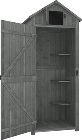 Dřevěná zahradní kůlna Outsunny, voděodolná kůlna na nářadí 77x54,2x179cm, kůlna s dveřmi, štítová střecha, skříň na nářadí se policemi, kůlna na zah…