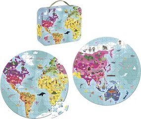 JANOD Kulaté puzzle v kufříku Zeměkoule / 208 dílků / průměr 50 cm