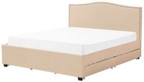 Čalouněná béžová postel s úložným prostorem 180 x 200 cm MONTPELLIER Beliani
