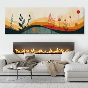 Obraz na plátně - Květinové vlnky FeelHappy.cz Velikost obrazu: 120 x 40 cm