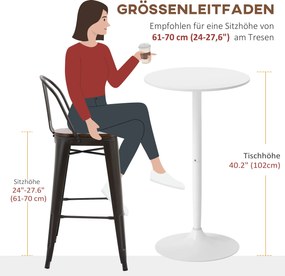 HOMCOM barový stůl vysoký kulatý kuchyňský stůl Ø60 cm do obývacího pokoje jídelny ocelový bílý výškově nastavitelný | Aosom.de