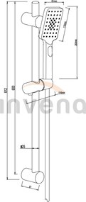 Invena Nyks, sprchový sloup s 3-funkční ruční sprchovou hlavicí, černá matná, INV-AU-32-Z04-G