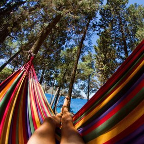 Bluegarden Bluegarden, závěsná houpací síť s dřevěnou oporou pro 1 osobu 90x200cm Hammock 400257, žlutá, OGR-09033