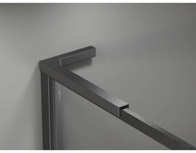 Mexen, Mexen Kioto-XF L sprchová stěna s rámem 90x202 cm, průhledná 10 mm, pistolově šedá kartáčovaná - 800-090-174-66-00-XF