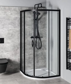 Gelco Gelco, SIGMA SIMPLY BLACK čtvrtkruhová sprchová zástěna 800x800mm, R550, čiré sklo, GS5580B