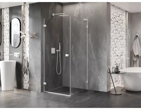 Mexen Lunar-B L, sklápěcí sprchový kout levý 70 x 70 cm, 8mm čiré sklo, bílý profil, 832L-070-070-20-00-L