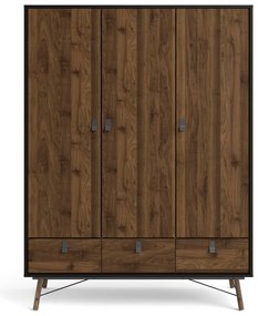 Černá/hnědá šatní skříň v dekoru ořechu 150x200 cm Ry - Tvilum