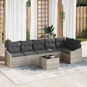 Set pohovek 7 ks Světle šedá polyratan 3346752