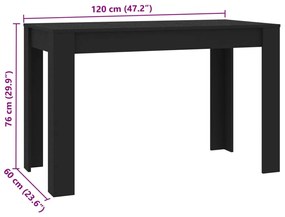 vidaXL Marketos Jídelní stůl černý 120 x 60 x 76 cm kompozitní dřevo