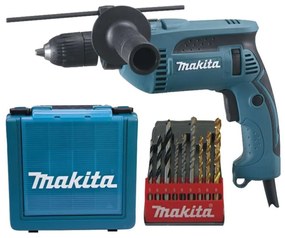 Makita - Příklepová vrtačka 680 W, s příslušenstvím HP1641K1X