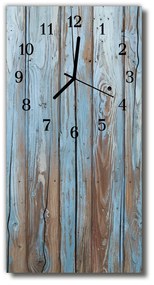 Skleněné hodiny vertikální Modré barevné dřevo