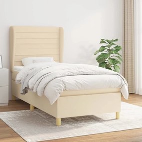 vidaXL Box spring postel s matrací 90x200 cm textil [3128578] Barva: krémová