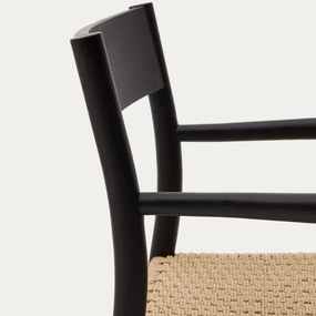 OnaDnes -20% Černá dubová jídelní židle Kave Home Yalia s výpletem